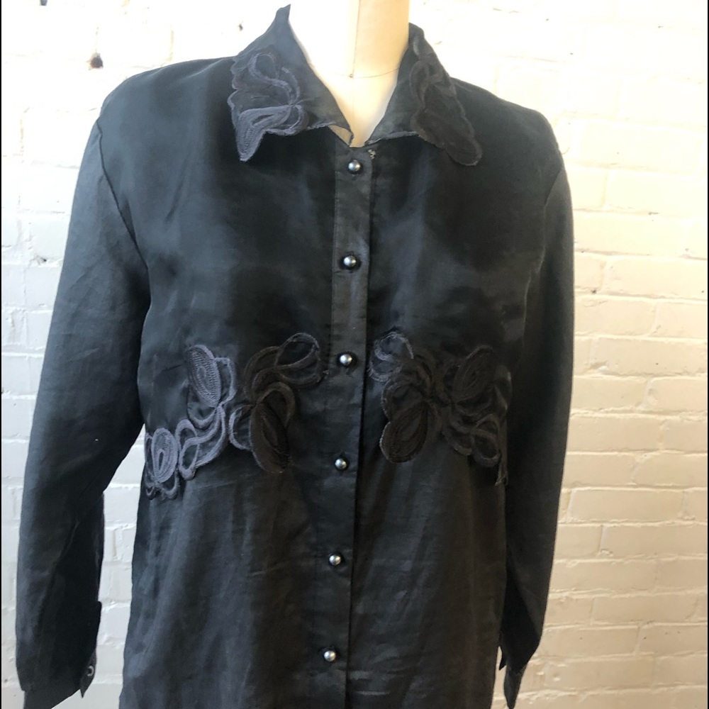 Ravel Vintage Ramie Black Blouse - Gem